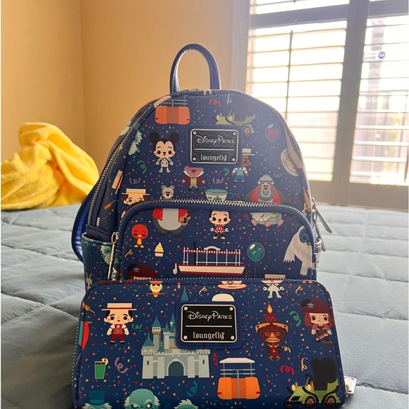 Loungefly | Bags | Loungefly Disney Character Backpack And Large Wallet ...